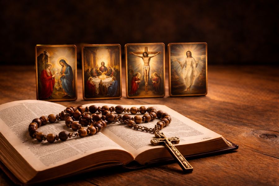 Mistérios do Terço (Rosário) com Comentários - Via Católica